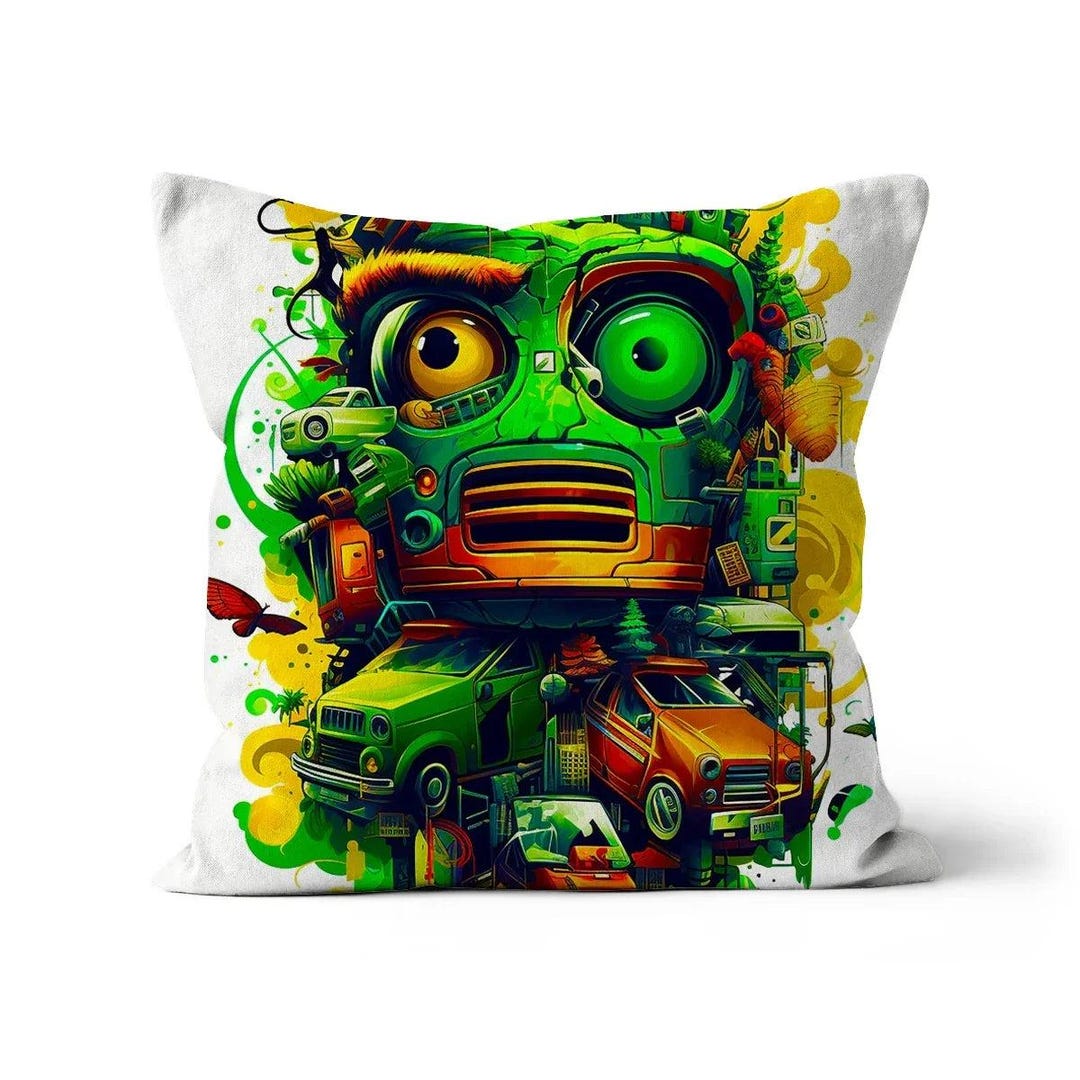 Graffiti Odyssey Surreal Urban Jungle Car Junk Yard Cushion - Etsy