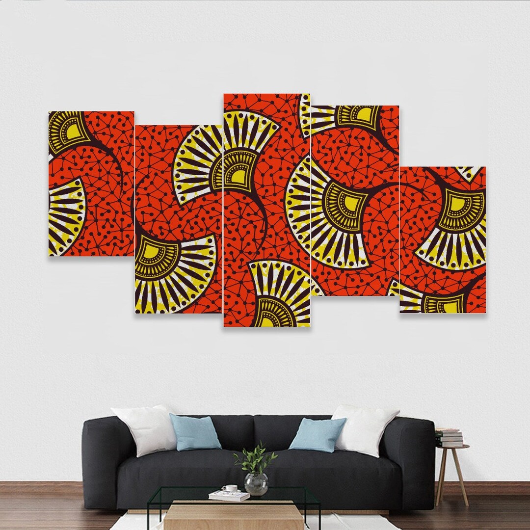 Personalized Gift African Ethnic Print 5 Piece Canvas Wall Art ...