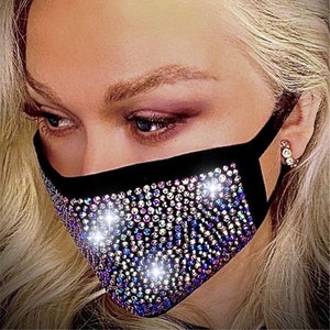 Rhinestone Face Mask, Crystal, Bling, W/filter Pocket, 1 Free Filter - Etsy