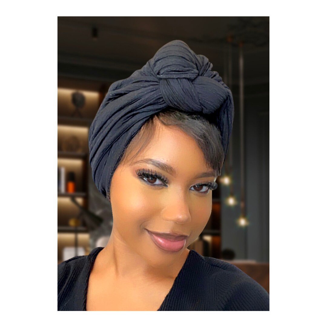 Pre-tied Cotton Blend Turban: Elastic Cross Knot Head Wrap - Etsy