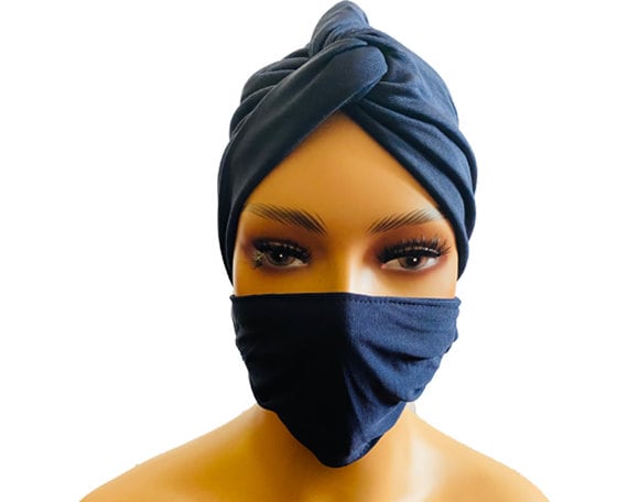 Headwrap Pre-tied Turban With Matching Face Mask for Women. - Etsy