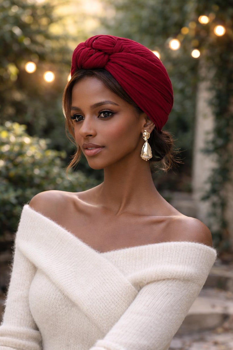 Pre-tied Cotton Blend Turban: Elastic Cross Knot Head Wrap - Etsy