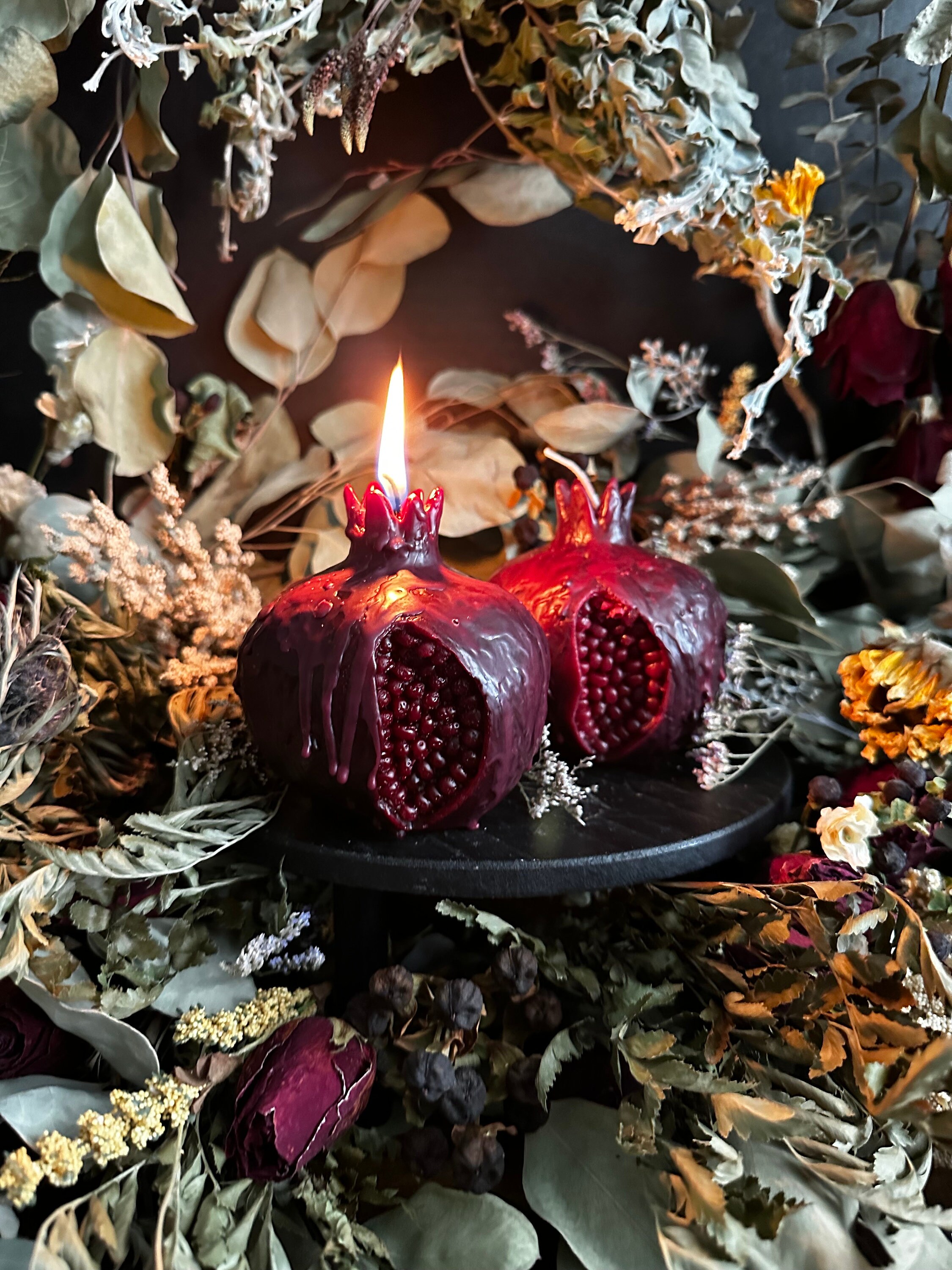 Pomegranate Candles Hekate Persephone Hades Offering Candle Witchcraft Witch Offerings Abundance Fertility Candle Magick