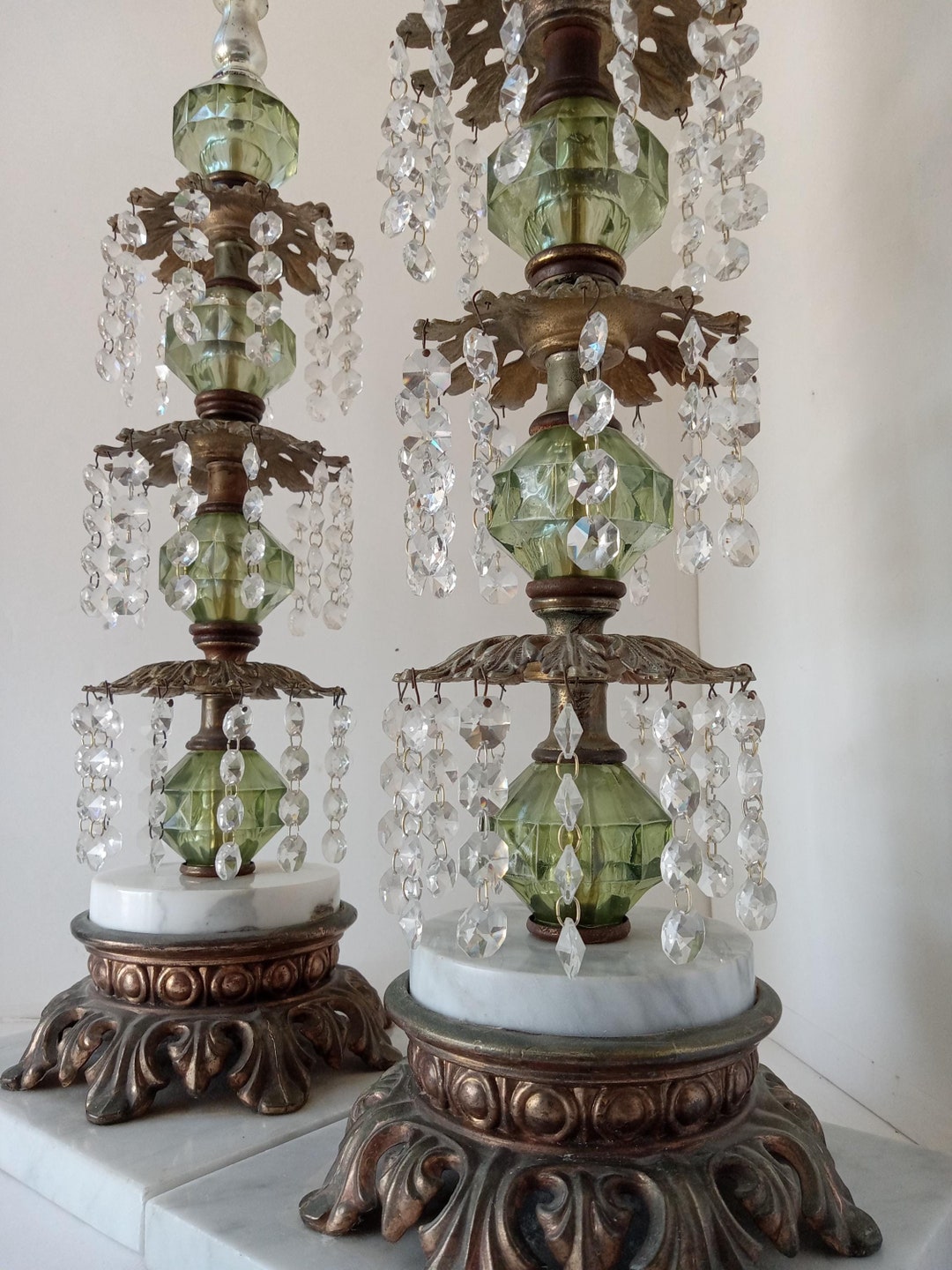 Vintage Hollywood Regency Crystal Prism Table Lamp - Etsy