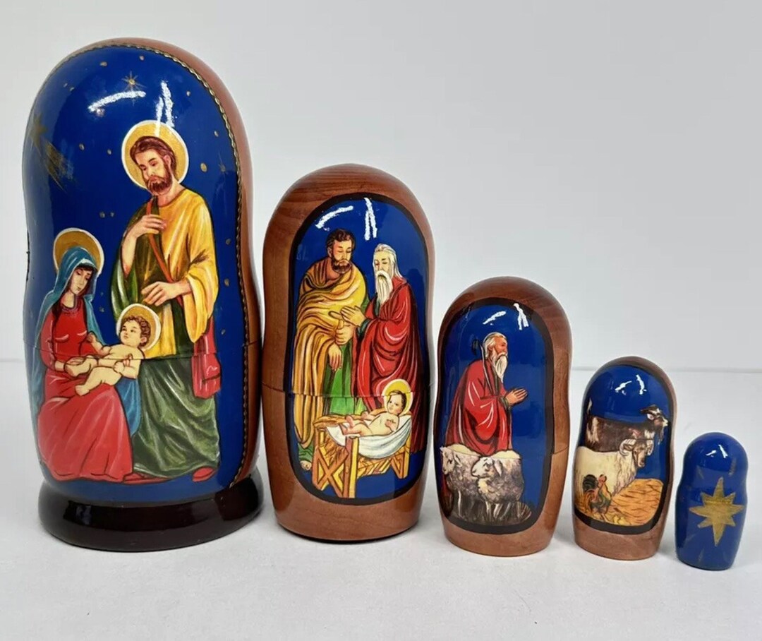 Russian Nesting Dolls NATIVITY 5 Pieces - Etsy
