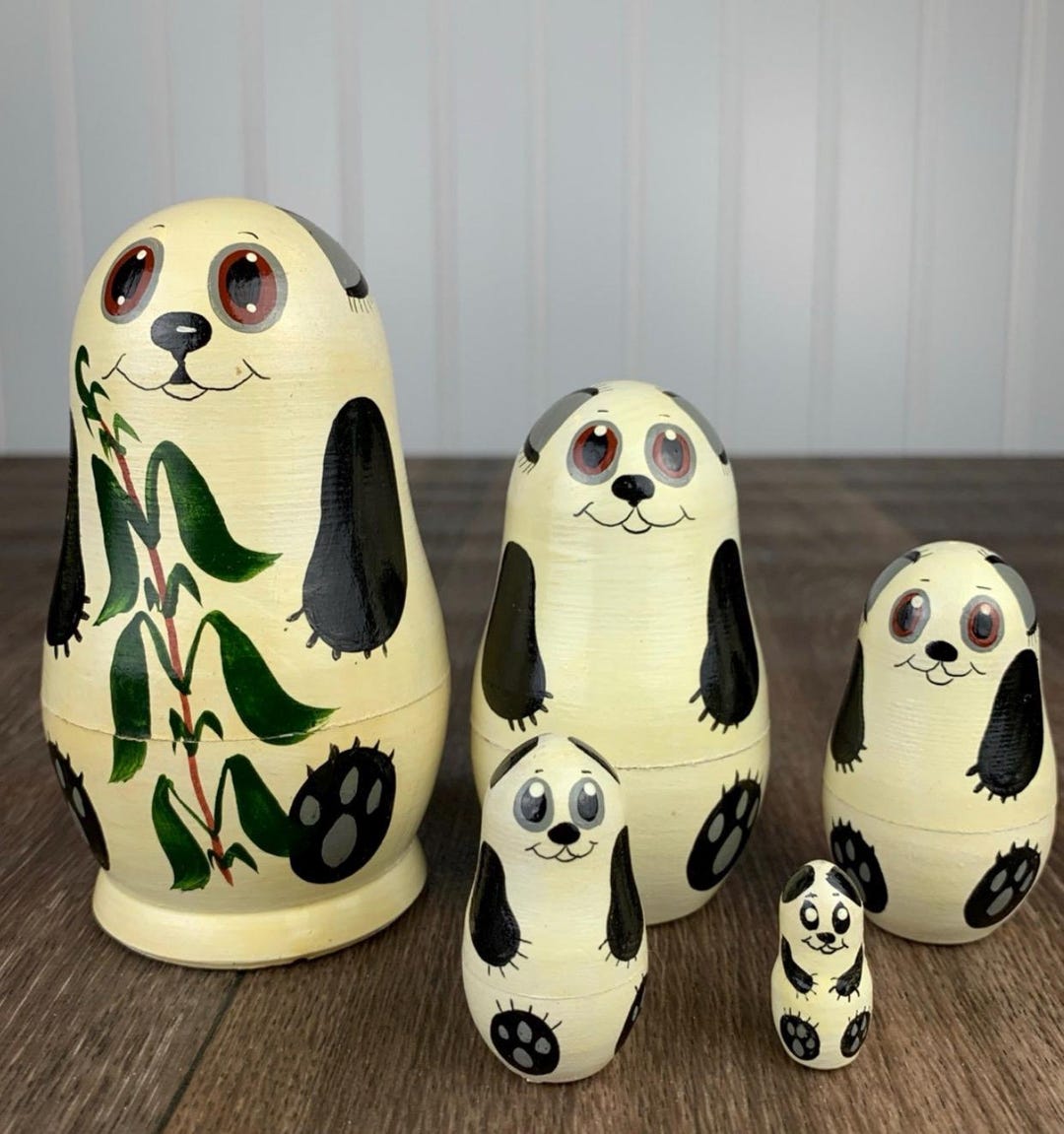 Russian Nesting Dolls Panda Bears! 5 Pieces Very Beautiful Set Gift ...