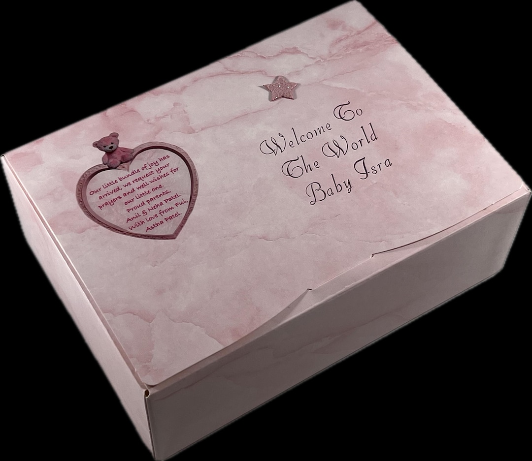Marble Design (mithai) Boxes With Bespoke Printed Teddy Heart Decal and ...