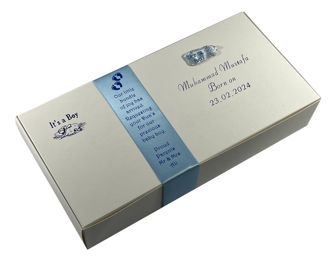 White Personalised Indian Sweet (mithai) Boxes With Satin Ribbon and ...