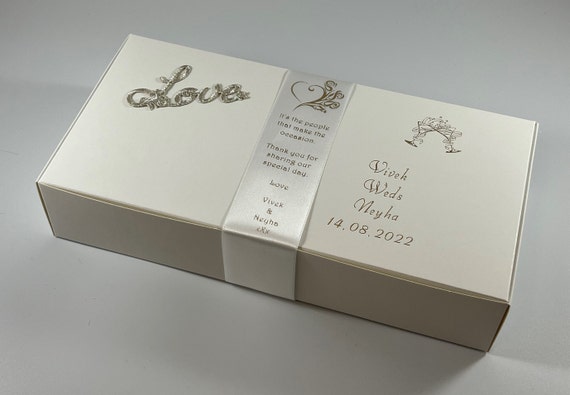 White Personalised Indian Sweet mithai Boxes With Satin - Etsy UK