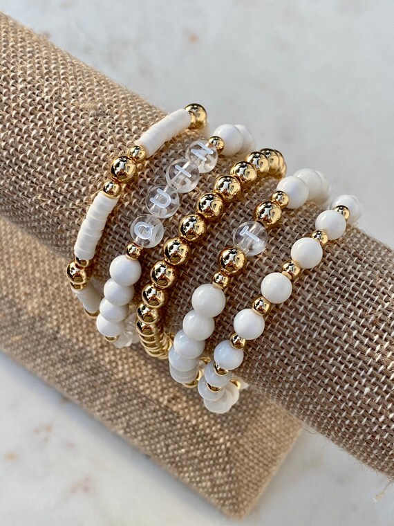 Neutral Stack Neutral Bracelets Bead Bracelets Womens - Etsy