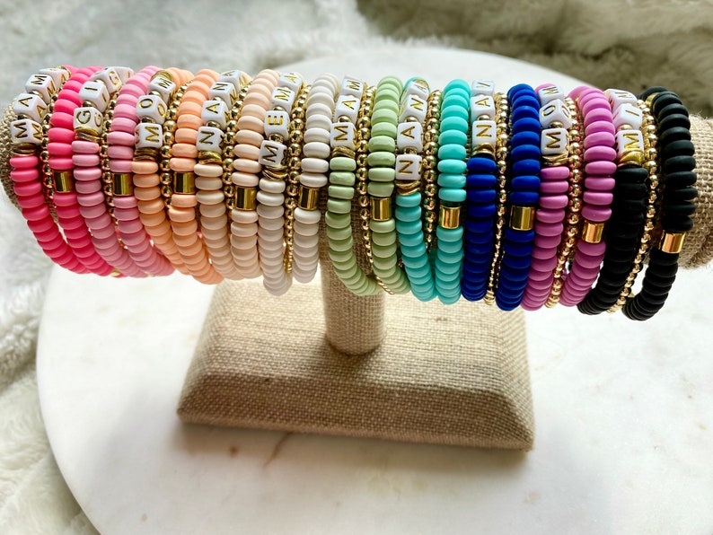 Mothers Day Bead Name Bracelet Personalized Name Bracelet - Etsy