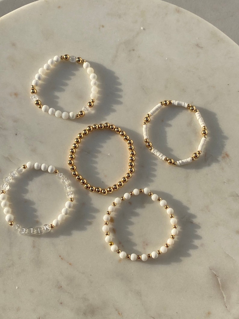 Neutral Stack Neutral Bracelets Bead Bracelets Womens - Etsy