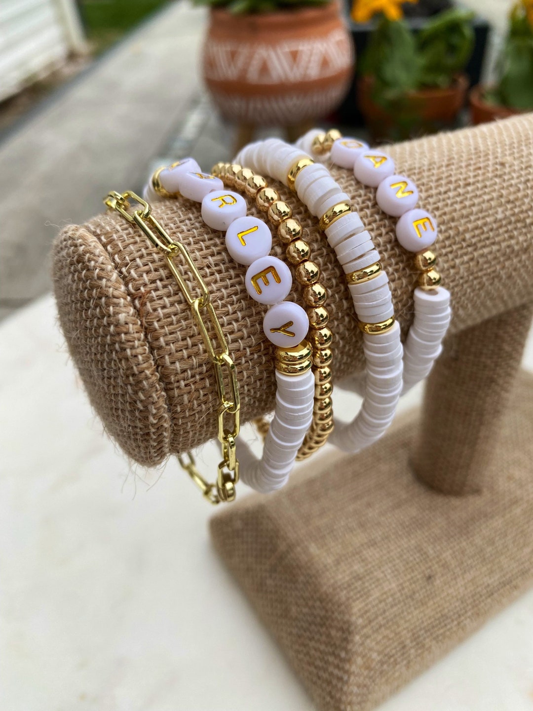 Beaded Bracelet, Name Bracelet, Heishi Bracelet, Custom Bracelet - Etsy