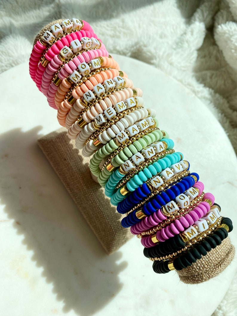 Mothers Day Bead Name Bracelet Personalized Name Bracelet - Etsy