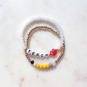 Back to School Bracelet, Teacher Gift, First Day of School, Womens ...
