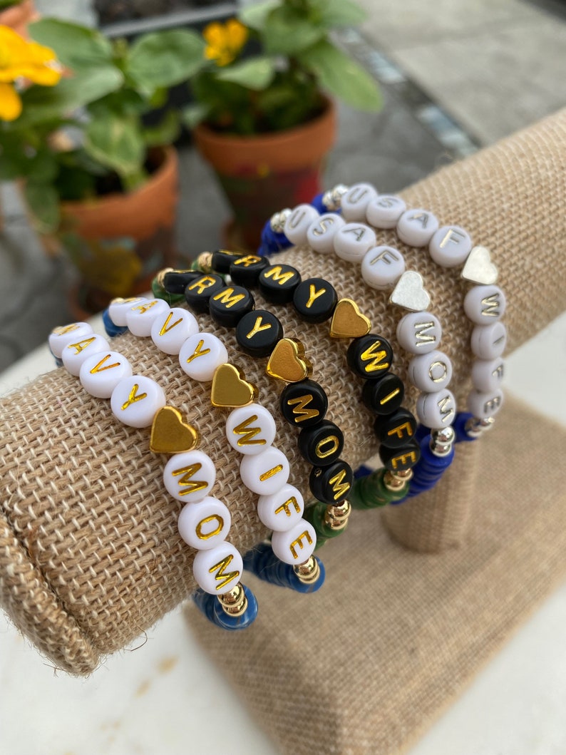 Beaded Bracelet Military Navy Army Navy Mom Navy Wife - Etsy