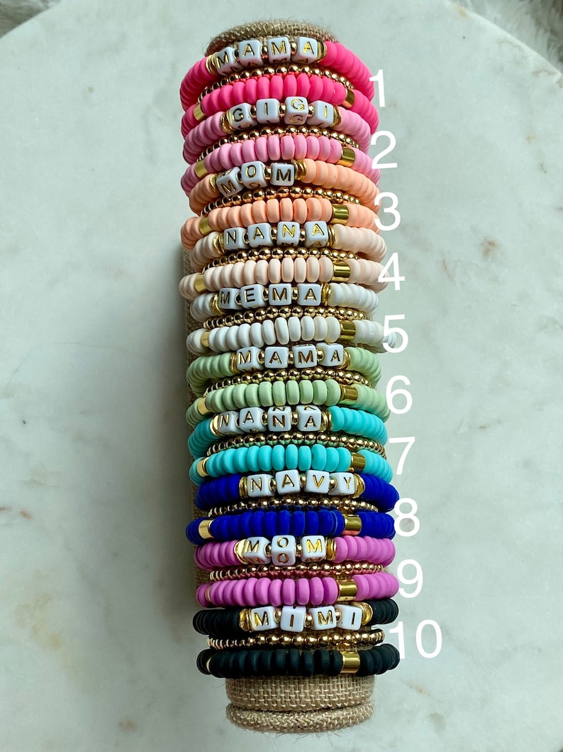 Mothers Day Bead Name Bracelet Personalized Name Bracelet - Etsy
