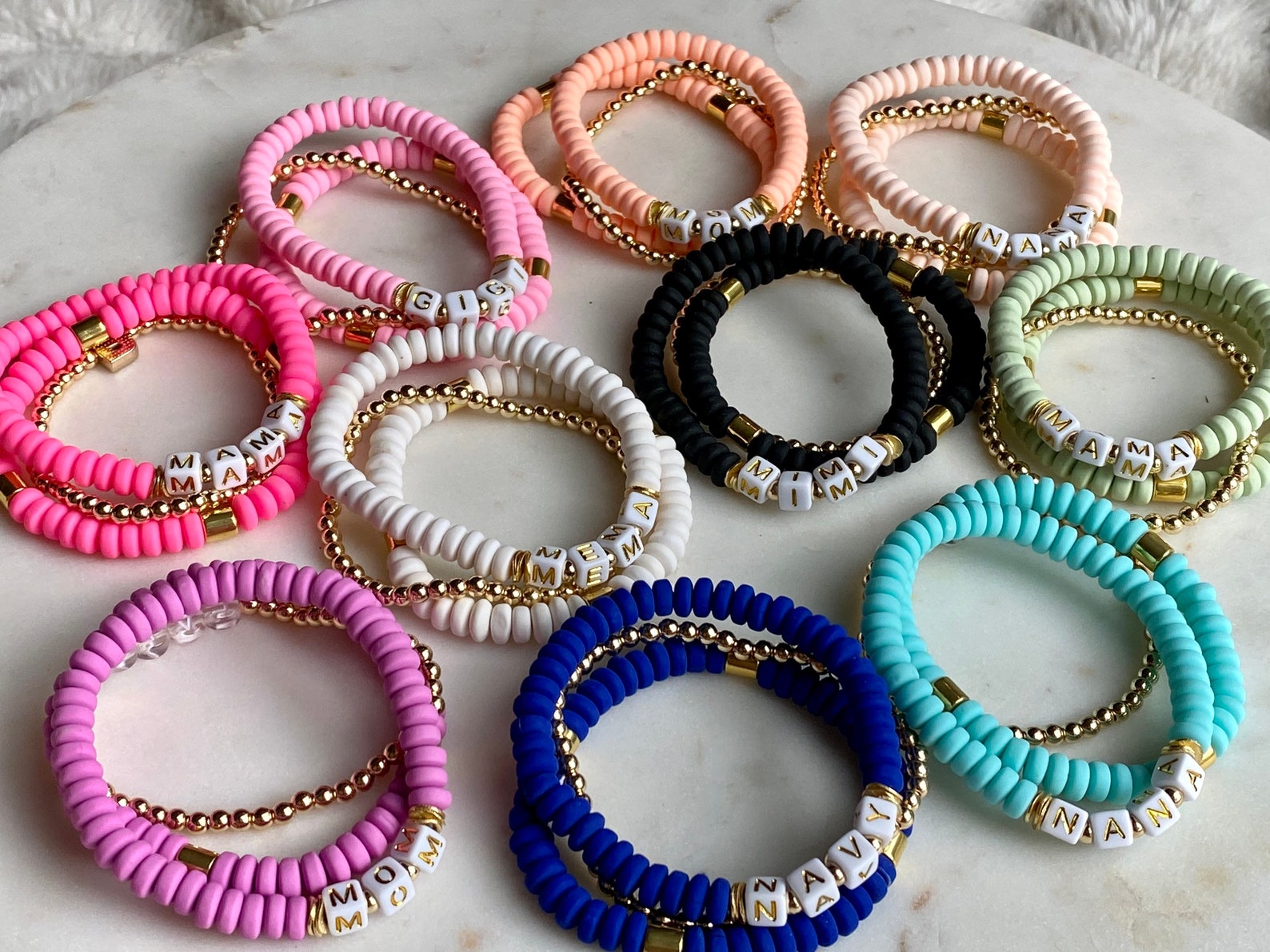 Mothers Day Bead Name Bracelet Personalized Name Bracelet - Etsy