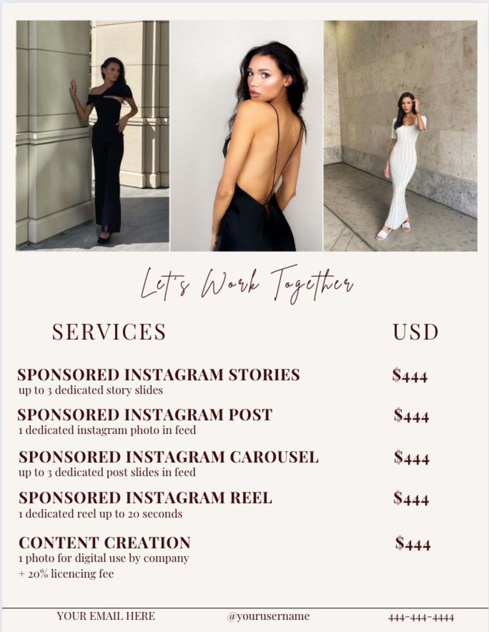 BEST SELLER | 2 Page Media Kit Template | Blogger,podcast,influencer,tiktok,instagram,fashion ...