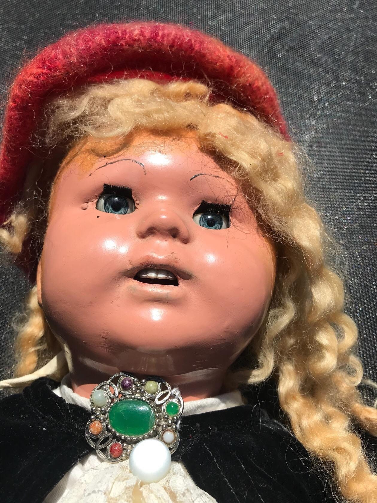 Vintage Large Walking, Pottery Headed Scottish Boy Doll With Composite ...