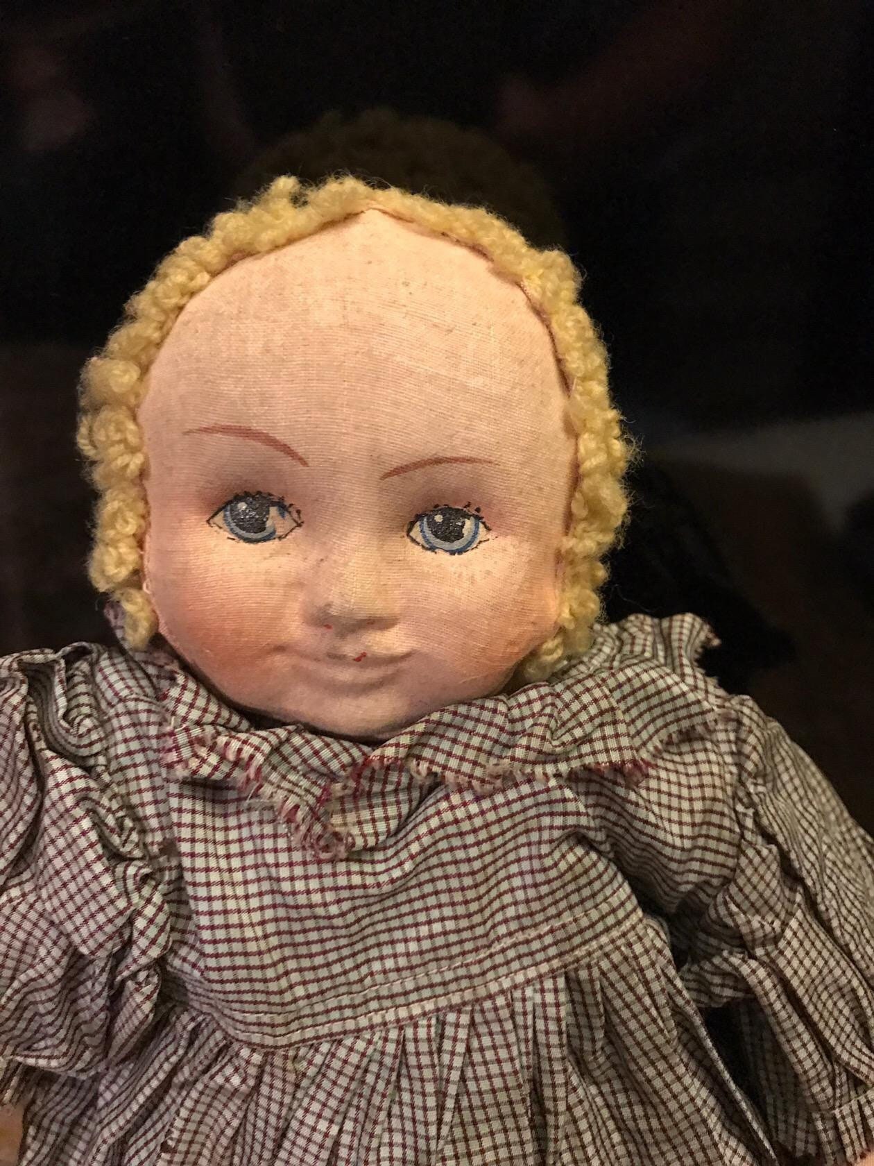 Vintage German Rag Cloth Doll Girl Hand Painted Face Yellow - Etsy