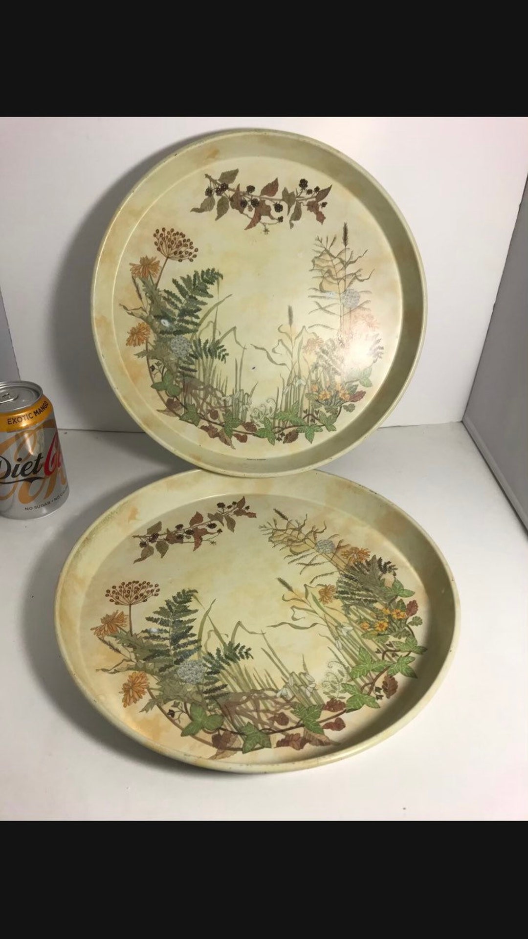 Vintage Pair Enamelled Oven(?) Trays /round Baking Trays ,marked Made ...