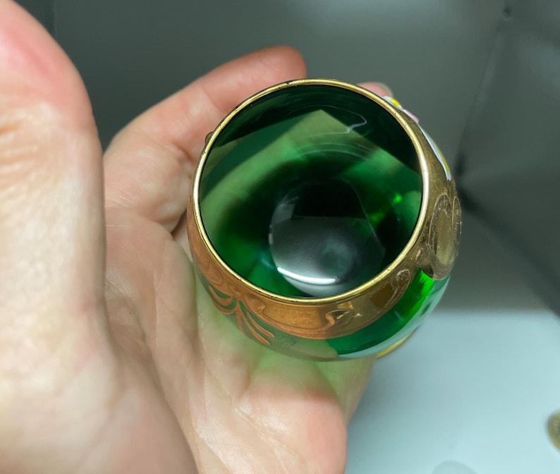 Vintage Hand Made Murano Glass ,green and Gold Venetian Brandy Shifter ...