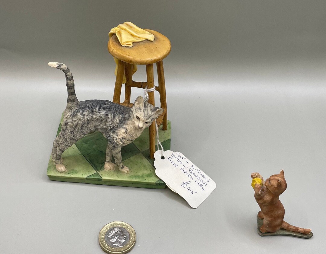 Scottish Ceramic Figurine of Table With Cat , Signed, Marked , Cats ...