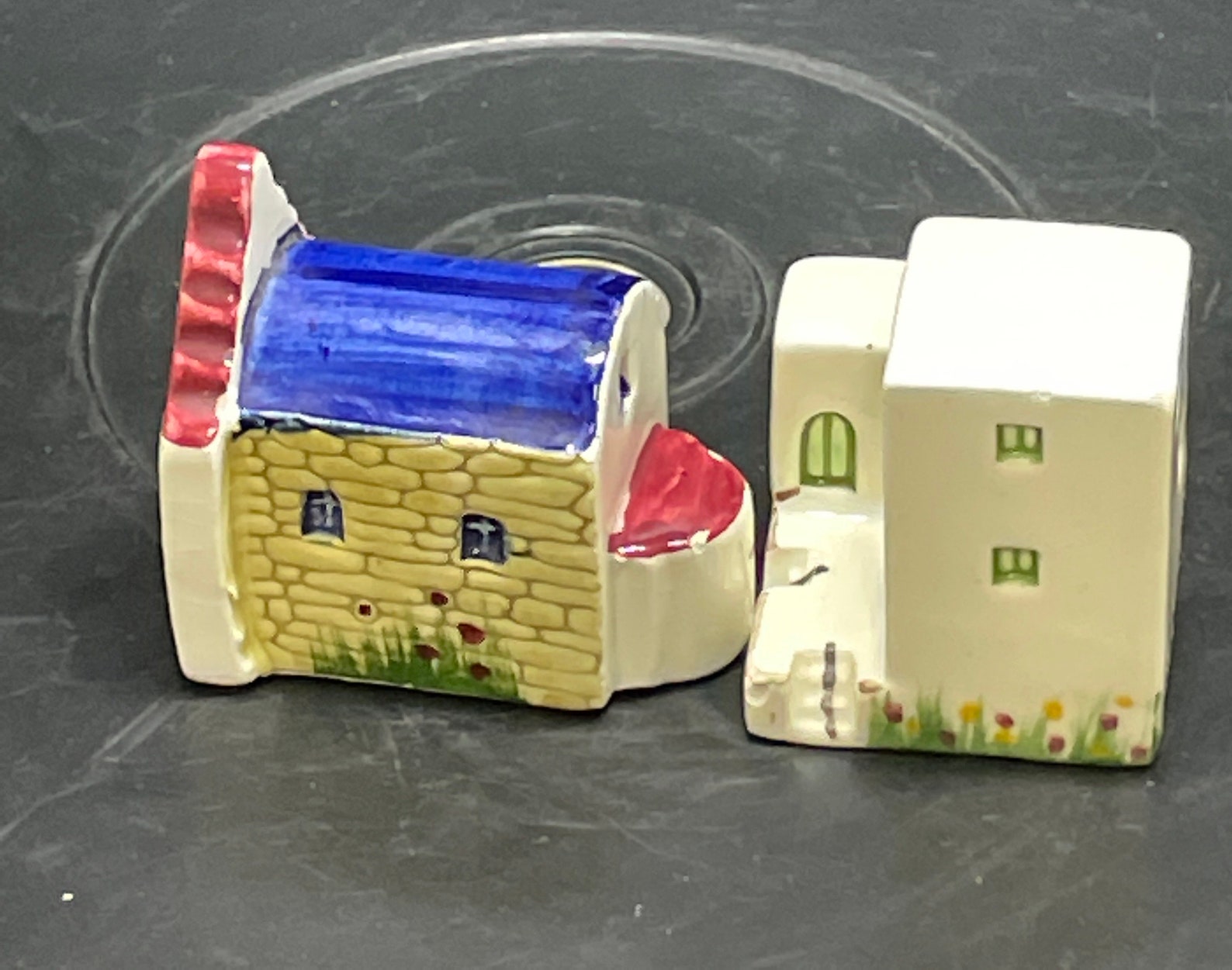 Pair of Vintage Small Ceramic Figurines Greece House and Church, Church ...