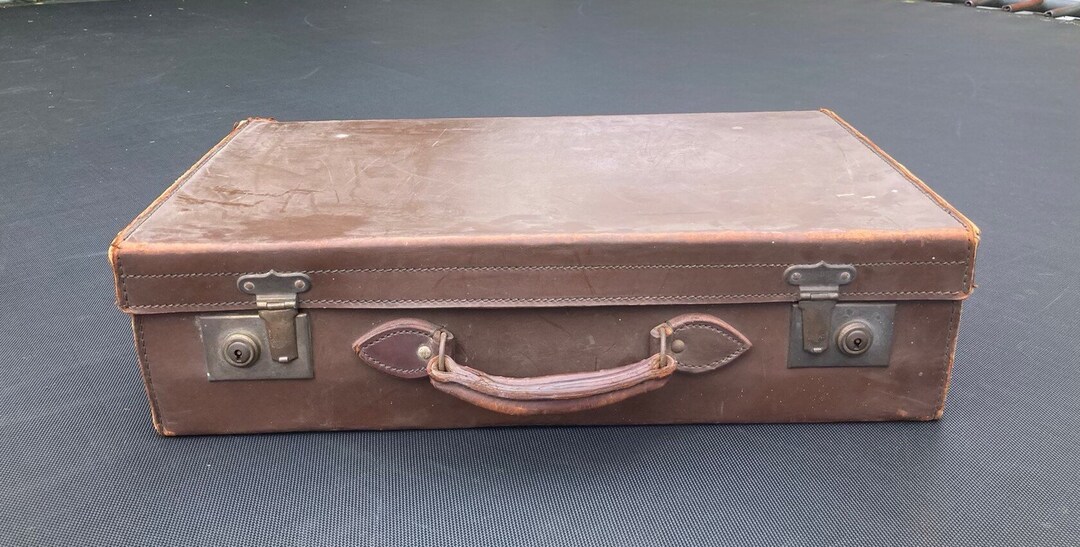 Antique/vintage Leather Brown Men’s Suitcase / Traveling Case - Etsy