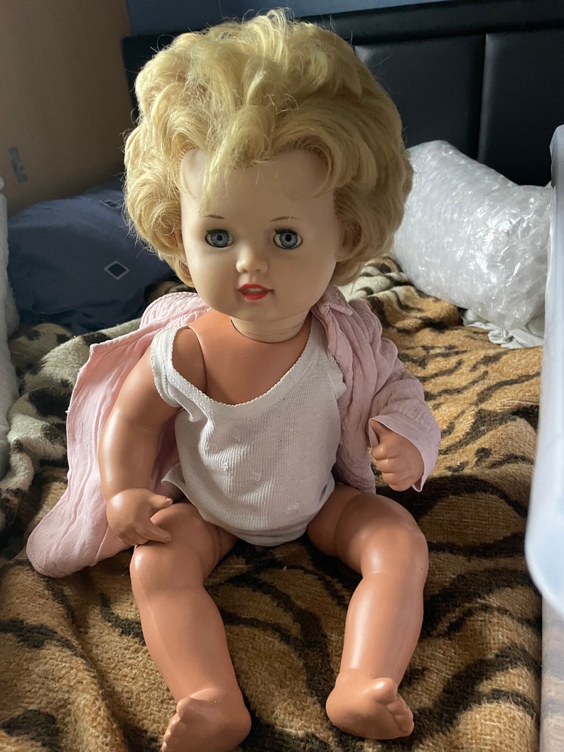 Vintage Large Crying Doll Girl, Vinyl ,sleeping Blue Eyes, Marked Made ...