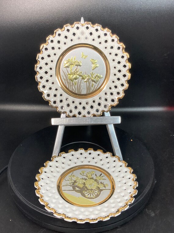 Set of Pair Vintage Miniature Decorative Plates/dishesmarked | Etsy