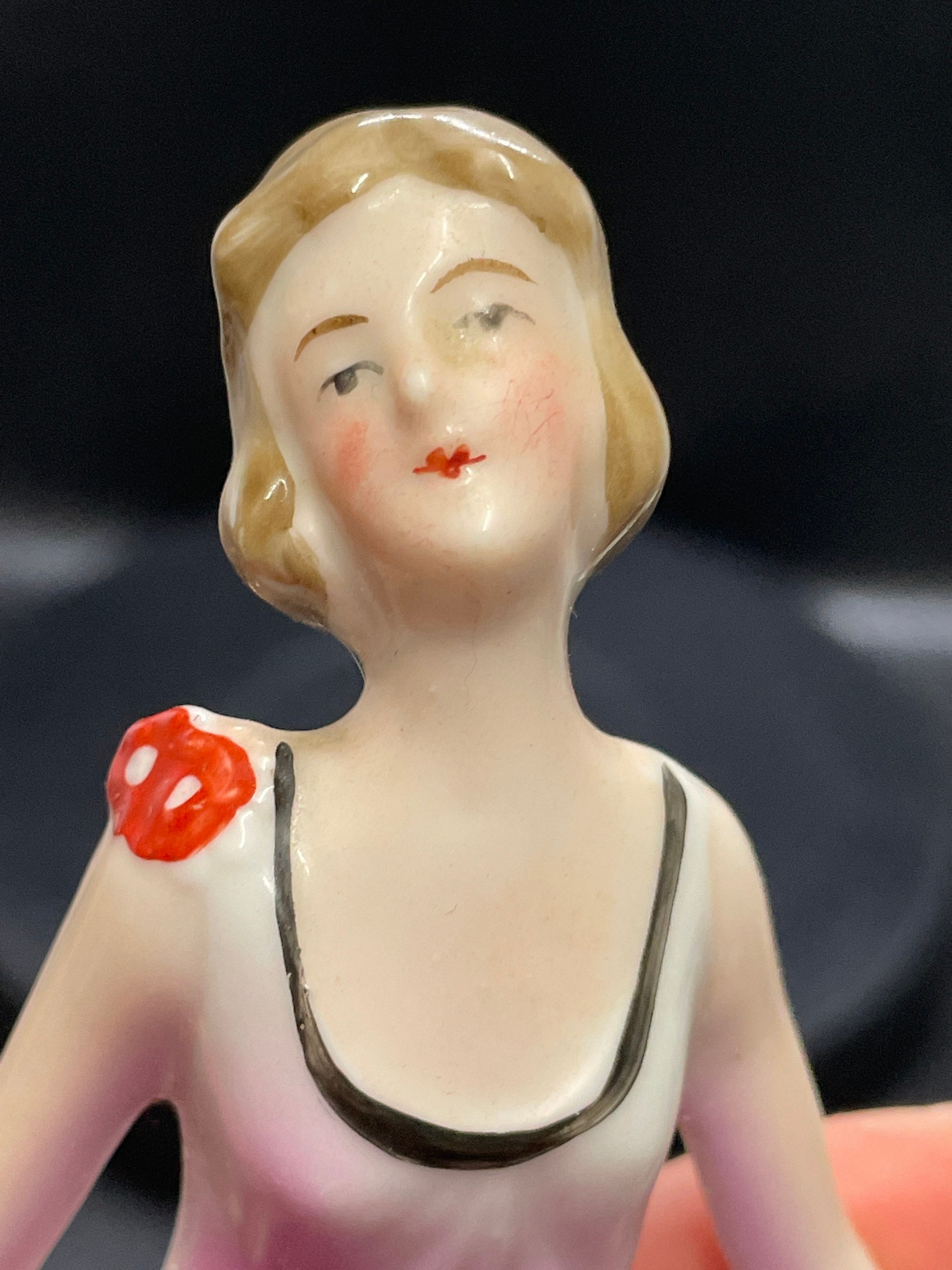 Vintage Foreign Porcelain Figurine of Lady in Pink Numbered - Etsy
