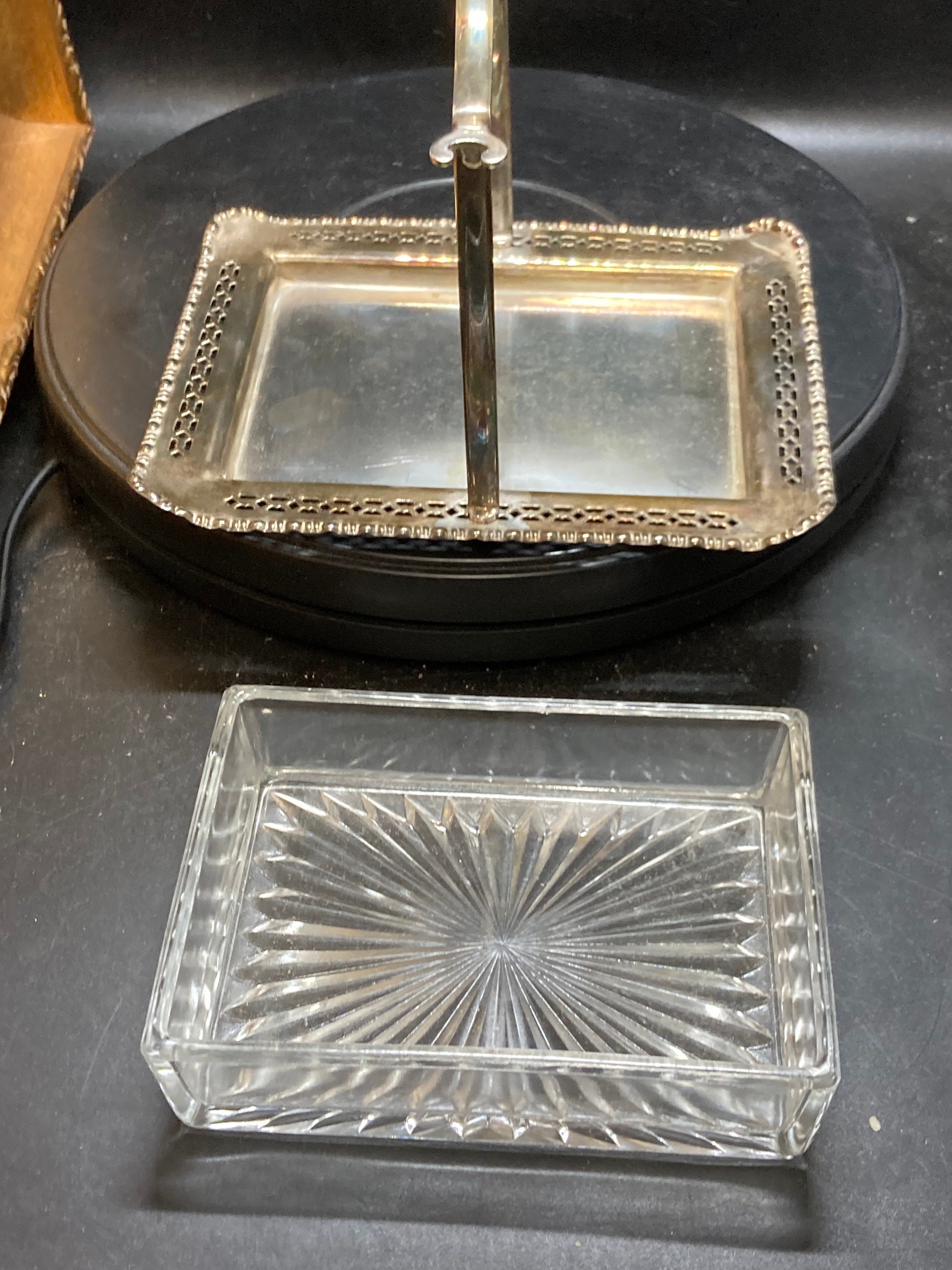 Vintage Silver Plated Small Tray With Rectangle Glassl Dish - Etsy