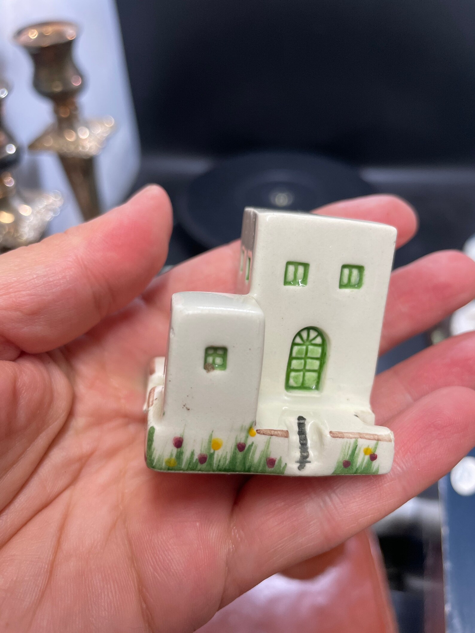Pair of Vintage Small Ceramic Figurines Greece House and Church, Church ...