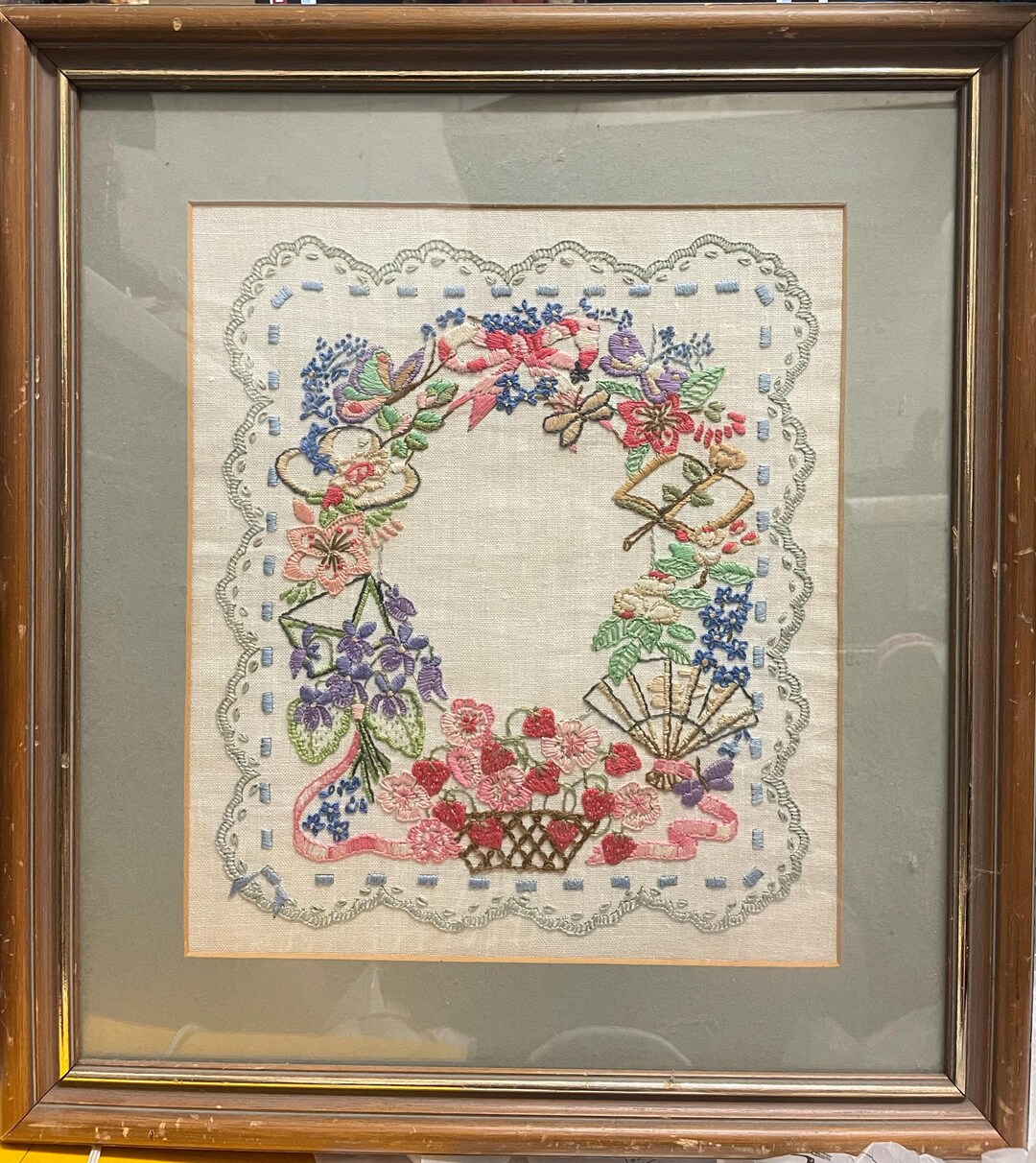 Vintage /antique Wall Hanging Embroidered Panel With Flowers and ...