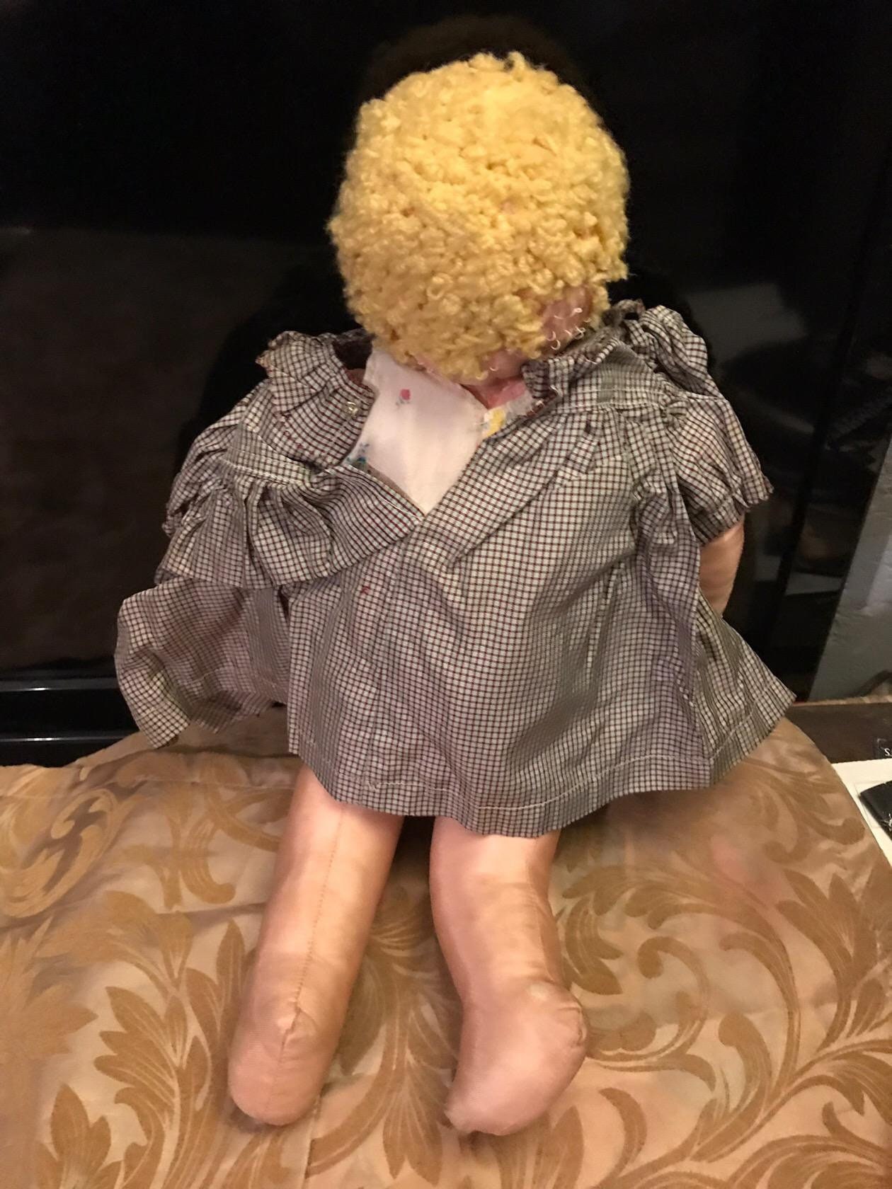 Vintage German Rag Cloth Doll Girl Hand Painted Face Yellow - Etsy