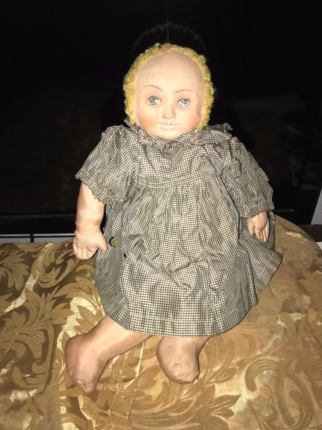 Vintage German Rag Cloth Doll Girl Hand Painted Face Yellow - Etsy