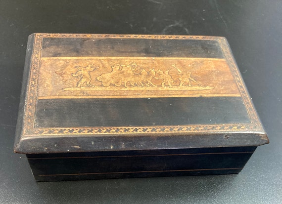 Vintage Decorated Wooden Cigarette Box | Etsy