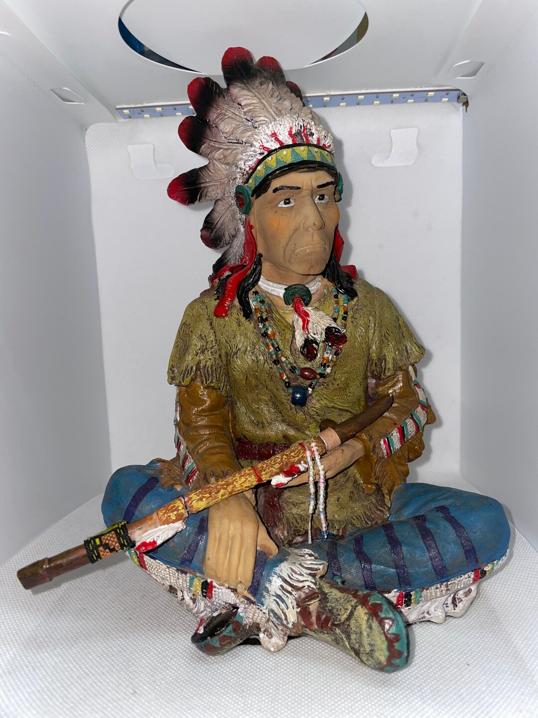 Native American Figurine Seated Indian Man - Etsy