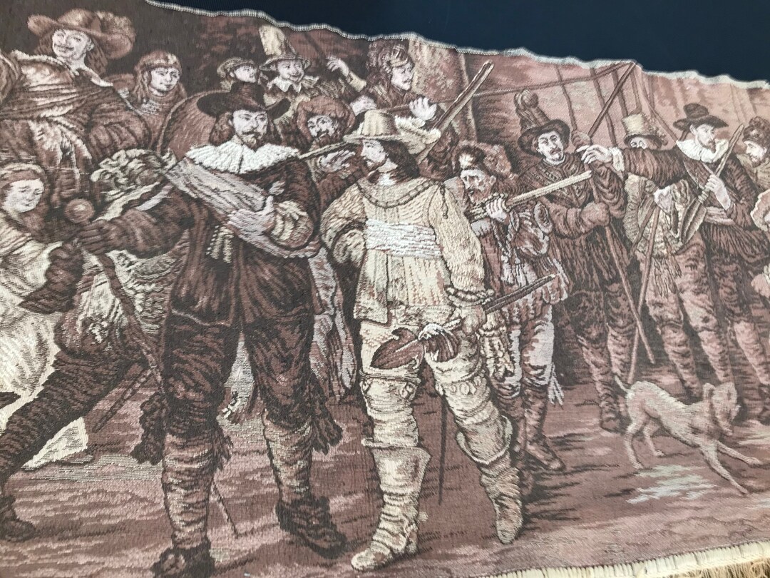 Vintage Brown &beige Hunting Musketeers With Dog Depicting - Etsy