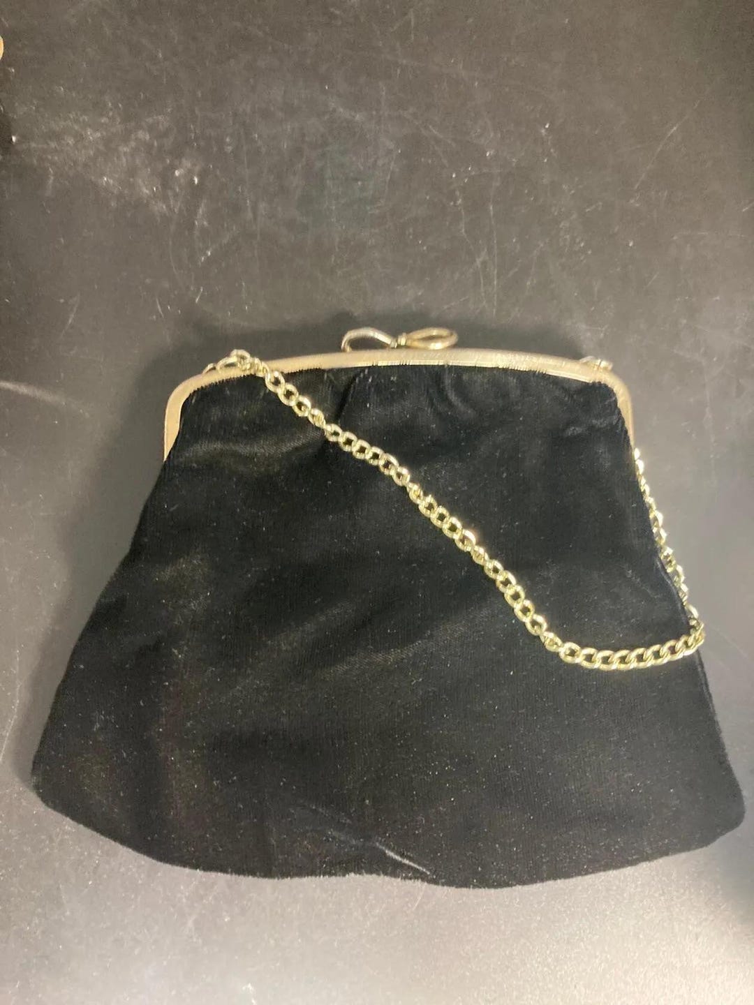 Vintage Kiss Lock Plush Ladies /girls Black Plush Hand Bag /clutch Bag ...