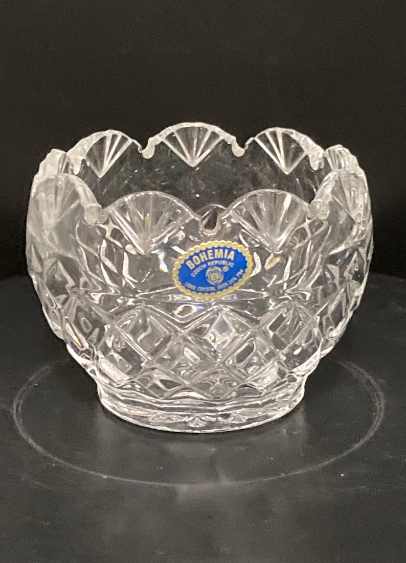 Vintage Bohemia Cut Genuine Lead Crystal Vase, Sugar Bowl, Over 24% ...