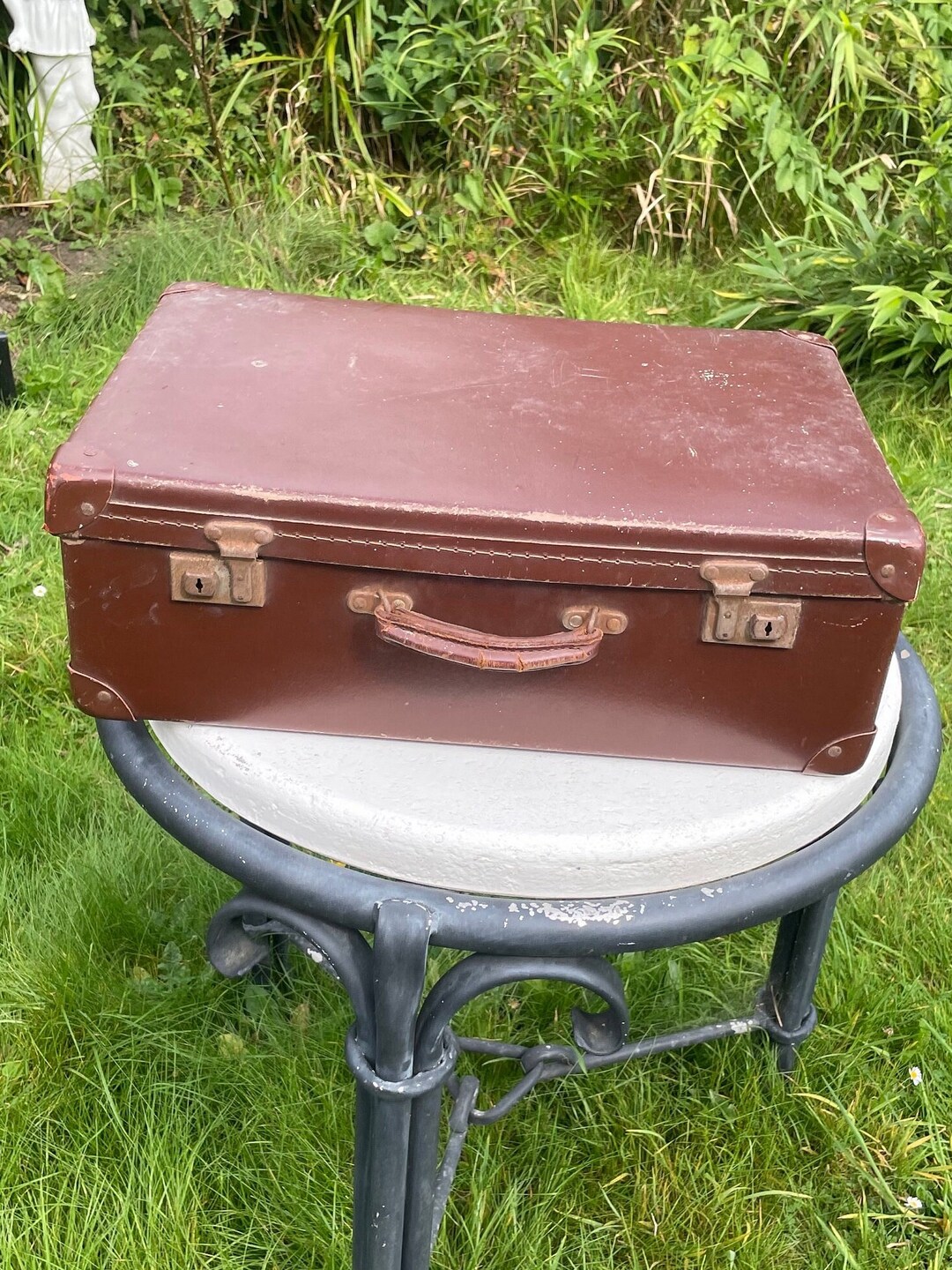 Antique/vintage Brown Men’s Suitcase / Traveling Case With Metal ...