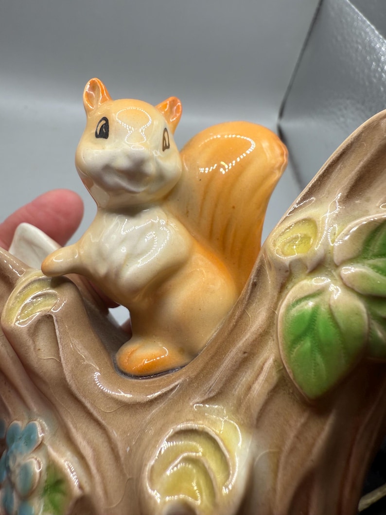 Vintage,small Vase With Seating Squirrel in Tree Figurine, Marked Fauna ...
