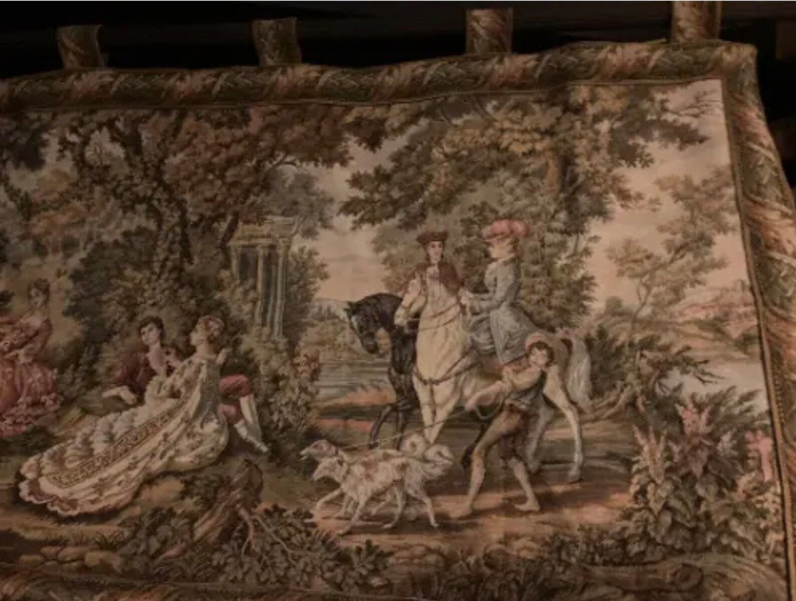Antique,an Italian Tapestry Wall Hanging Depicting Music Party in Park ...
