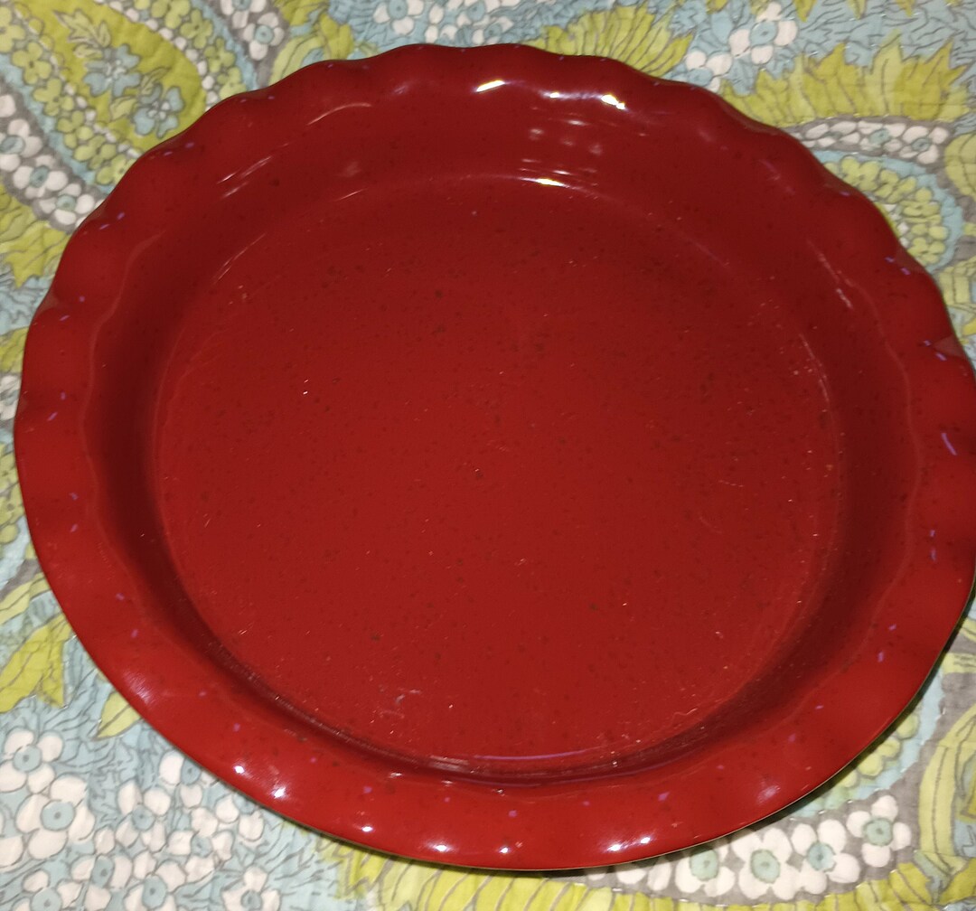 Paula Dean Red Pie Plate Dish Baking Ovenware 11 Scalloped Edge ...