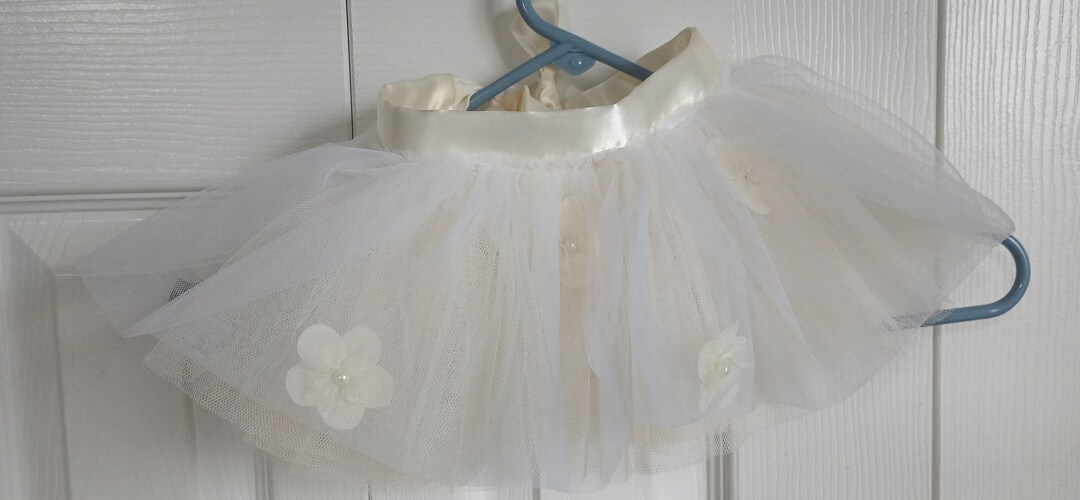 Toby Tutu Floral Flower White Tulle Tie-on One-size for Baby, Doll, Dog ...
