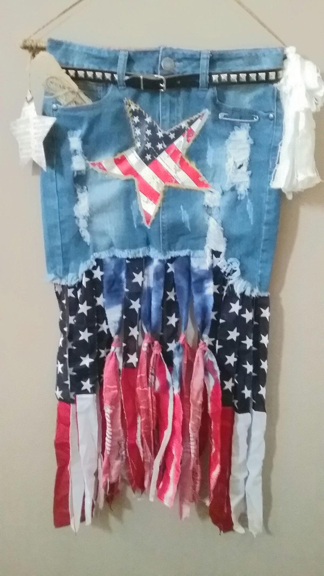 American Flag Rag Edgy Chic Shabby Chic Prim Fabric Decor Wall Door ...