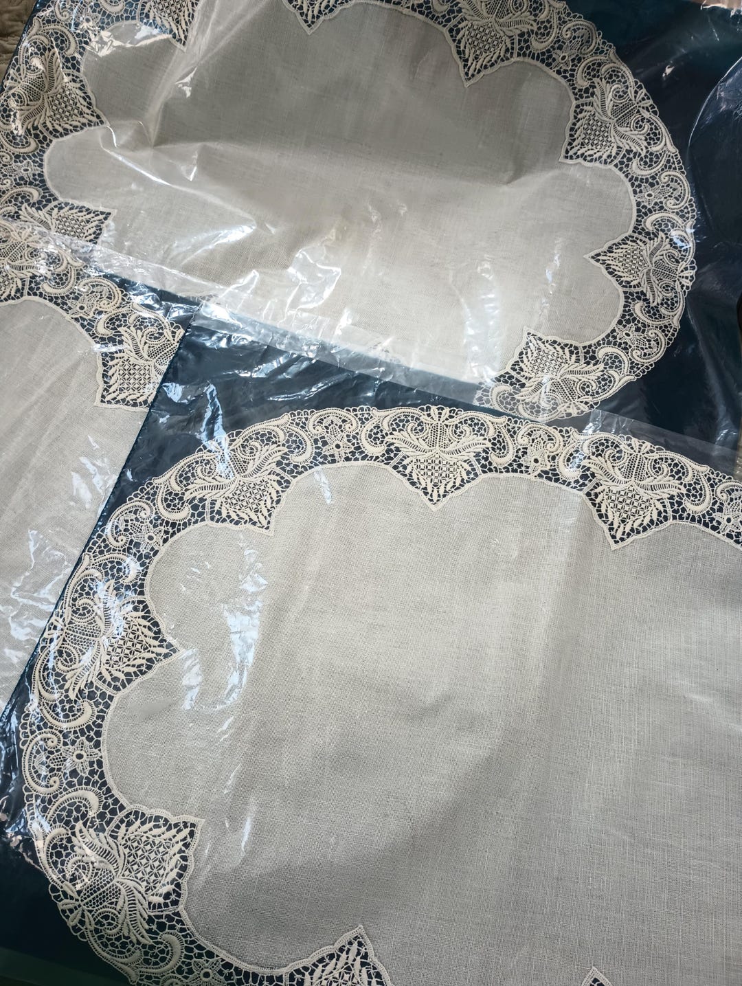 Made in Italy Lace Table Mats Placemats Set of 3 Cotton Linen - Etsy